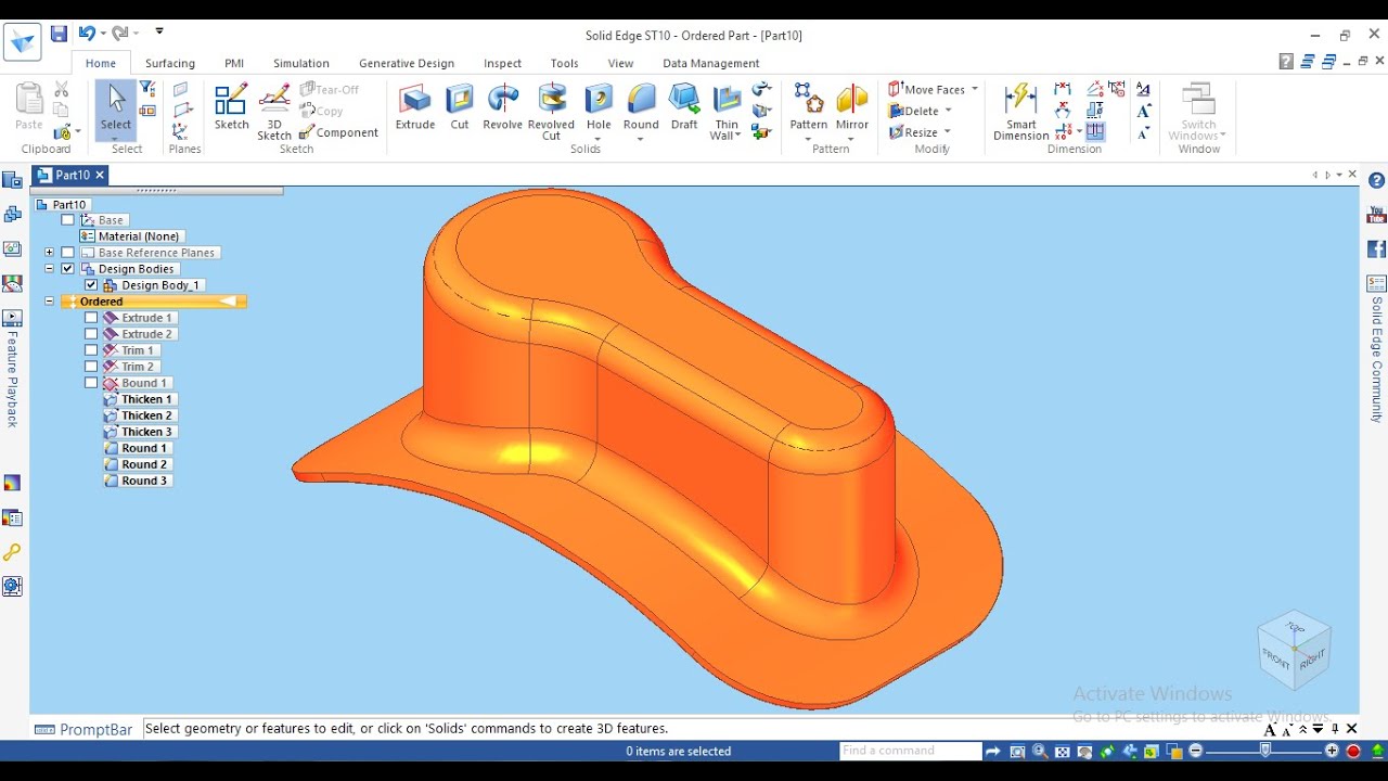Solid edge Surface Tutorial I Basics of Solid edge Surface