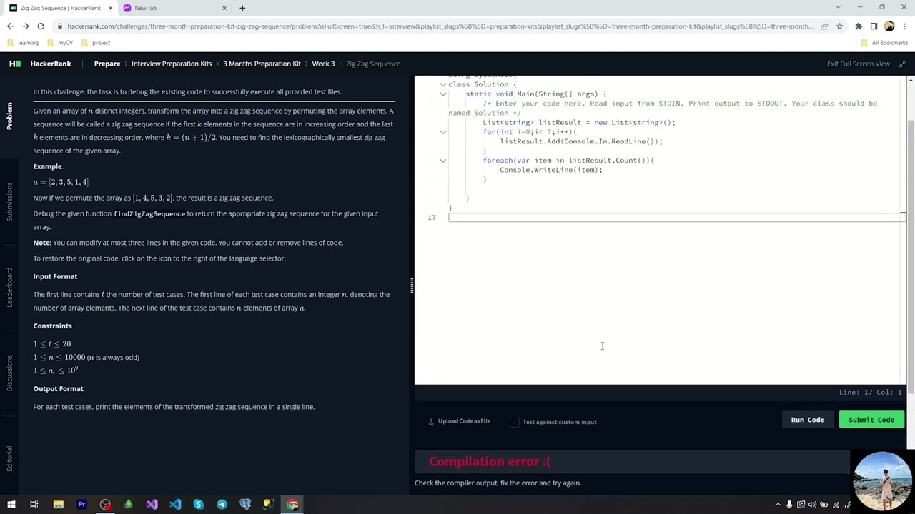 Zig Zag Sequence | C# basic