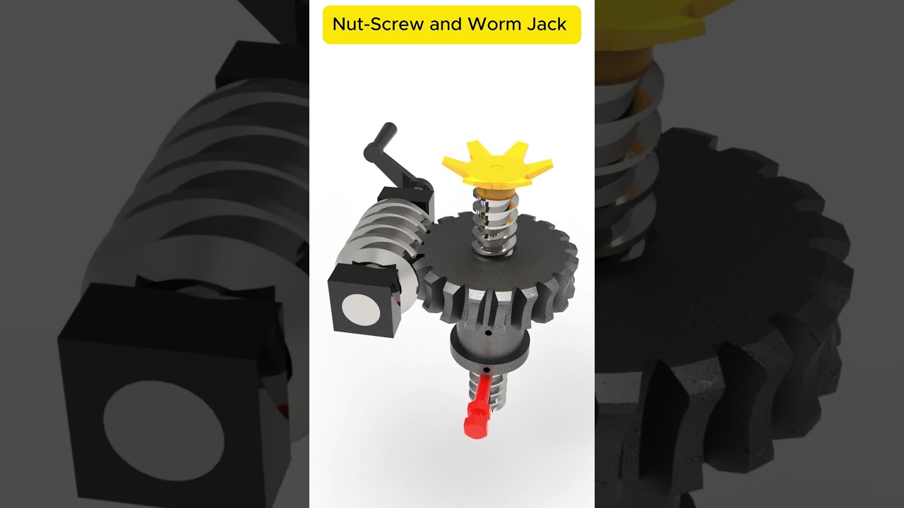 Nut Screw and Worm Jack #machine #cad #solidworks #mechanical #manufacturing #engineering
