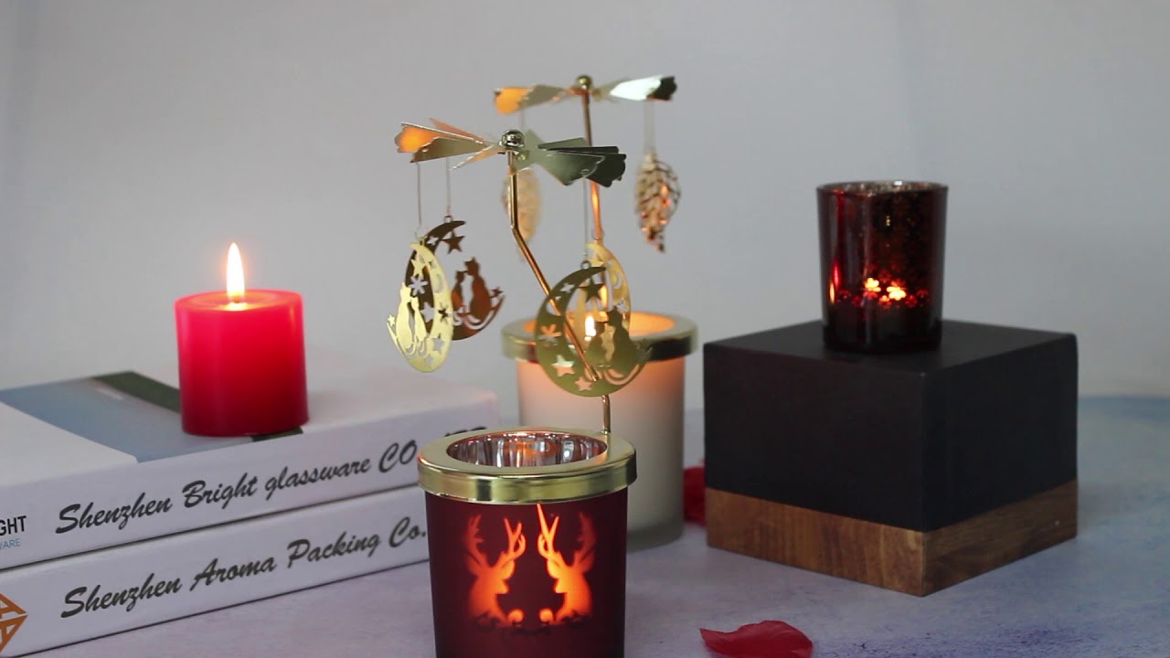 How wonderful spinning rotary carousel tea light candle holder for home/wedding/holiday decoration!