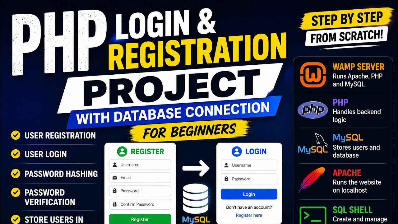 PHP Login and Registration Project with Database Connection for Beginners - Authenticate Users - PHP