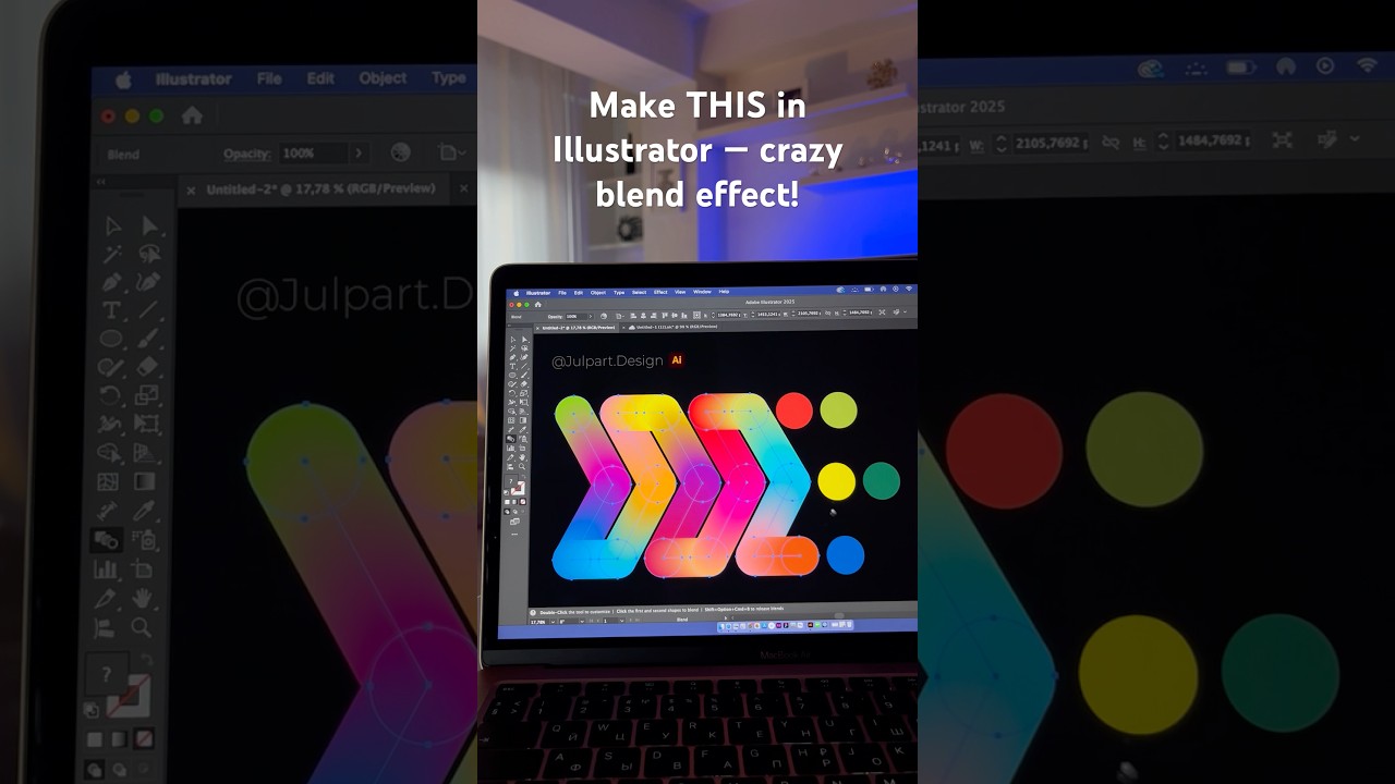 Illustrator Blend Tool tutorial — smooth gradient effect with shapes. #illustrator #adobe #tutorial