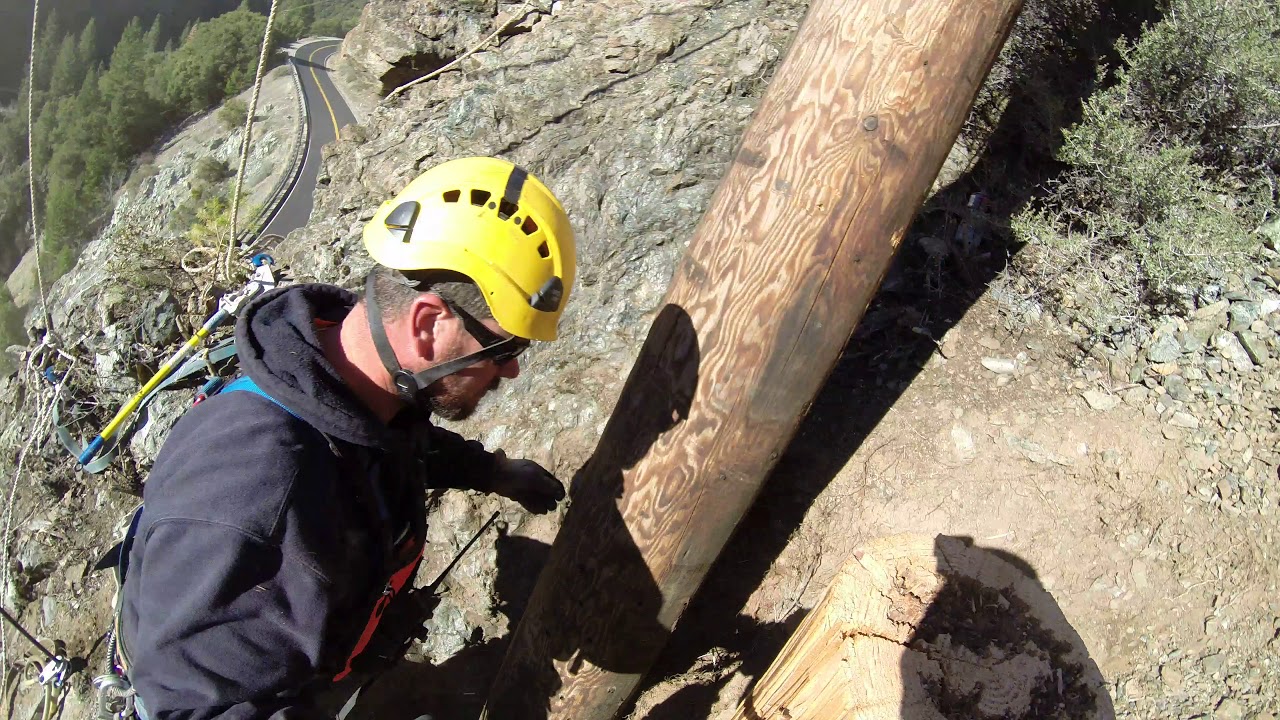 Setting a Power Pole with a Helicopter