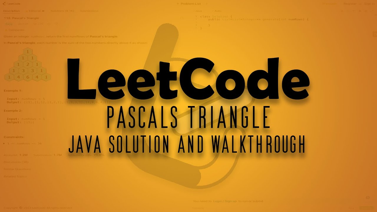 LeetCode Problem 118. Pascals Triangle || Java Solution Walkthrough