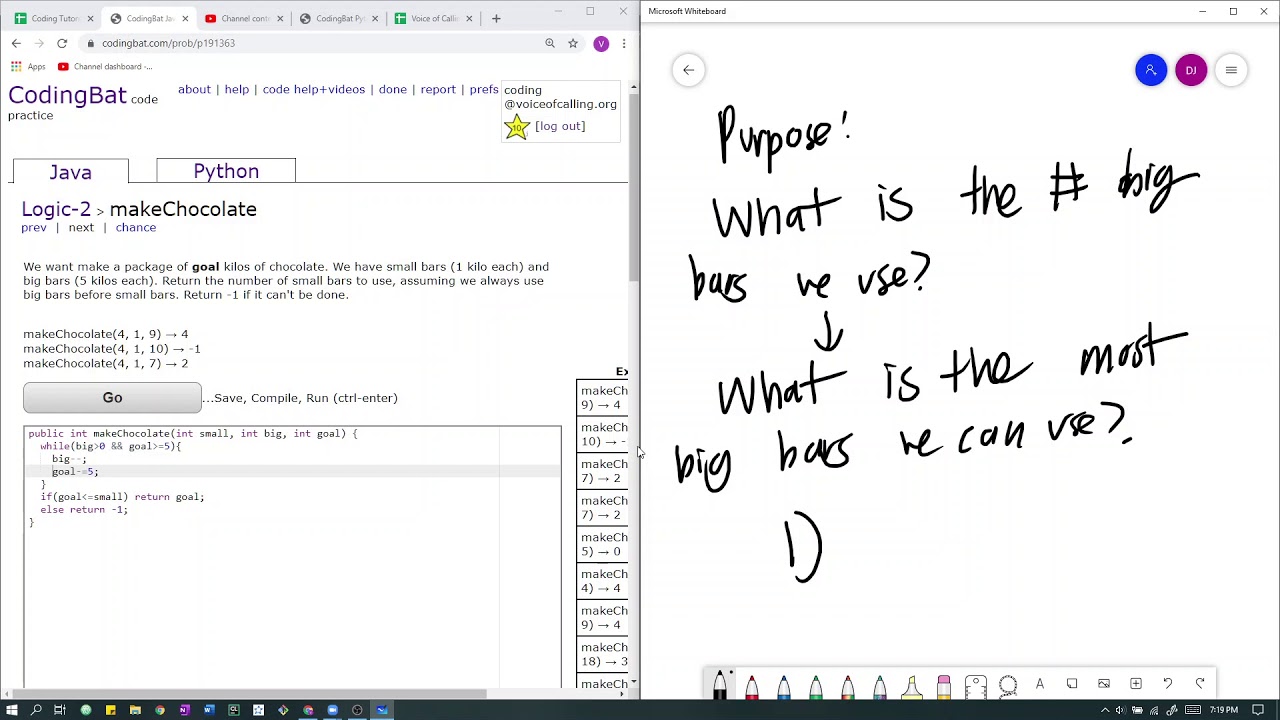 Logic-2 (makeChocolate) Java Tutorial || Codingbat.com