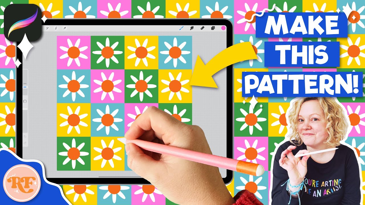 Easy Procreate Tutorial: Create a Vibrant Daisy Checkerboard Pattern (Beginner Friendly)