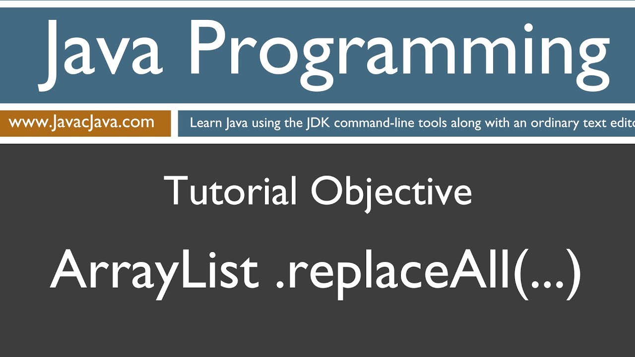 Learn Java Programming - ArrayList replaceAll Method Tutorial