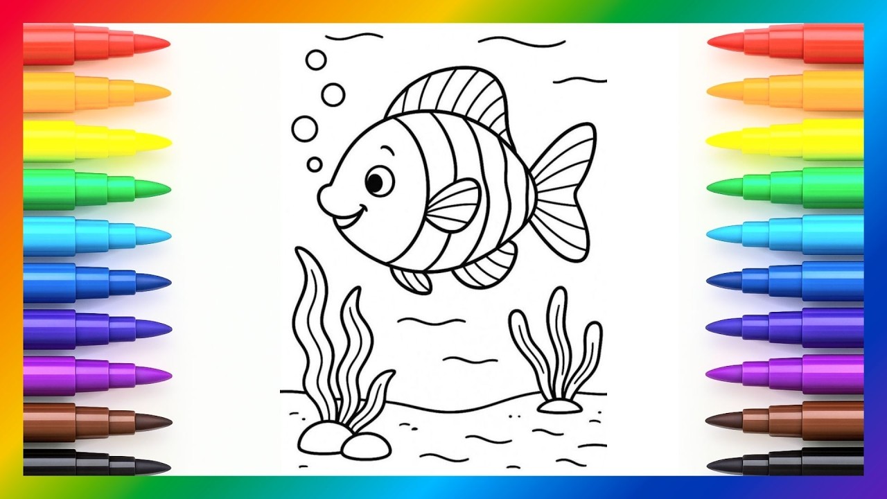 Cute Fish Coloring Page for Kids | Fun Ocean Animal Coloring
