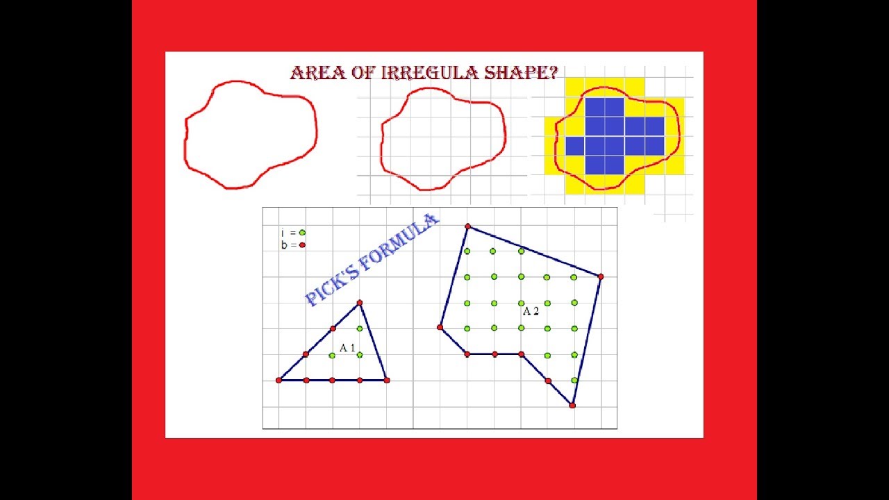 How to find the areas of irregular shapes (including Pick's formula)