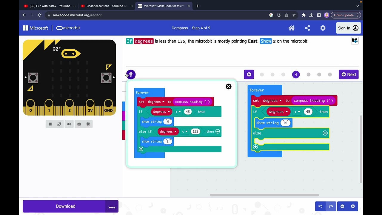 Microbit Compass coding tutorial V2 microbit