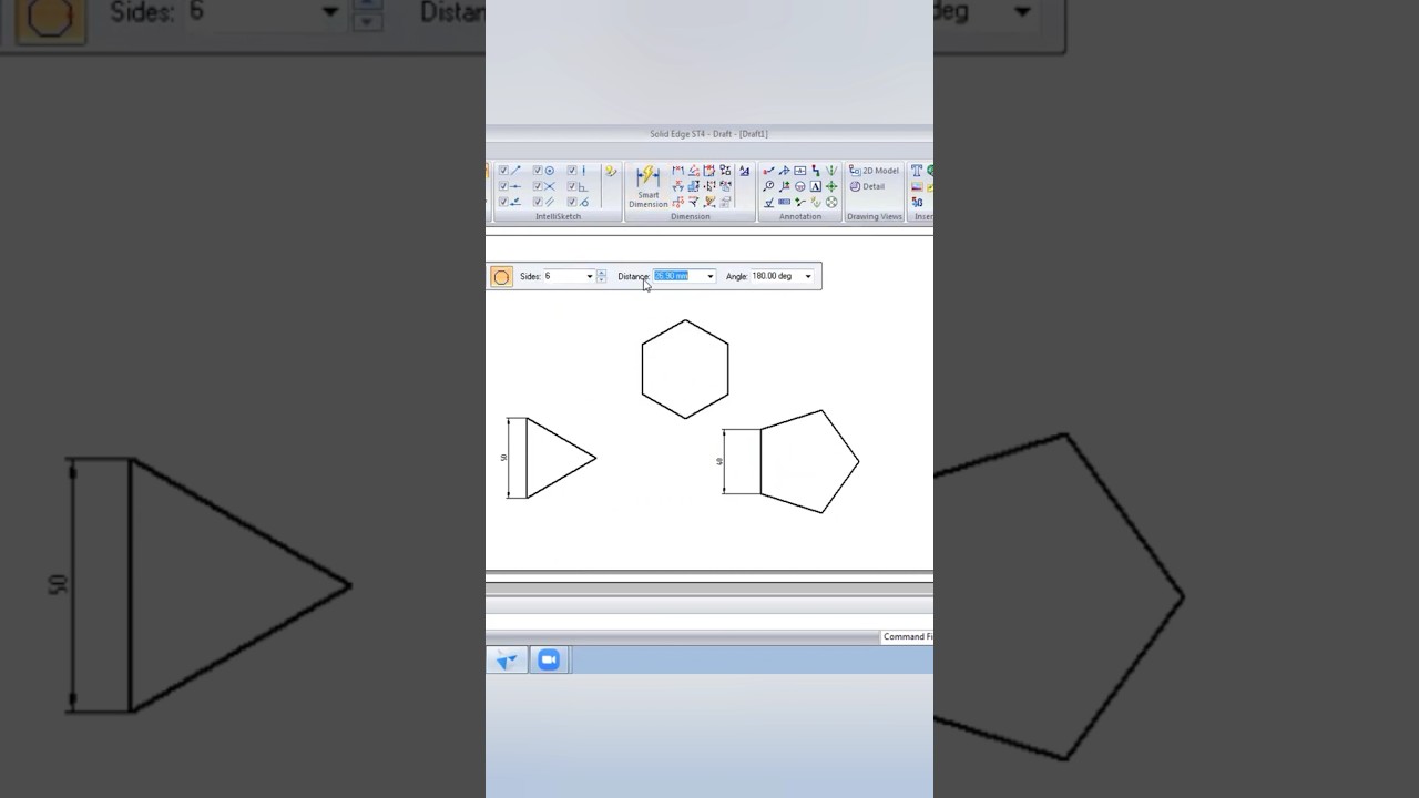 Triangle Pentagon and Hexagon using Polygon by Centre command #caed #solidedge #viralshorts#ytshorts