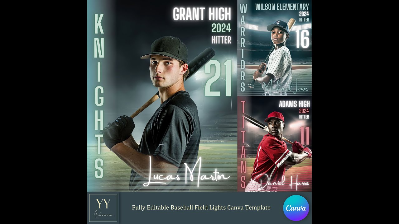 Baseball Field Lights Canva Template Tutorial