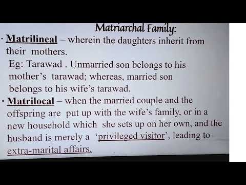 Matriarchal families and their types