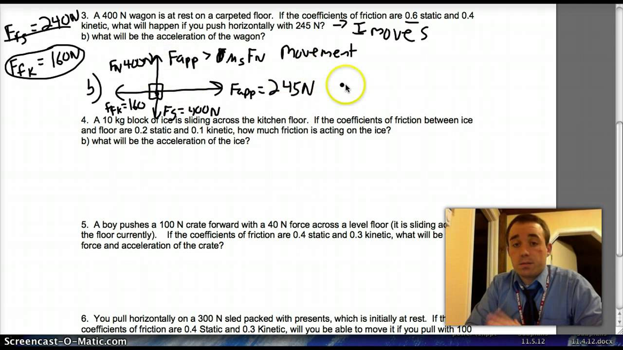 Friction worksheet 1-4
