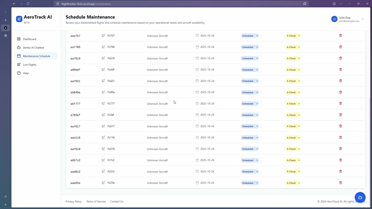 Demo Launch of AeroTrack AI website