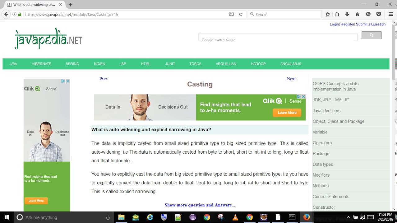 What is auto widening and explicit narrowing in Java? | javapedia.net