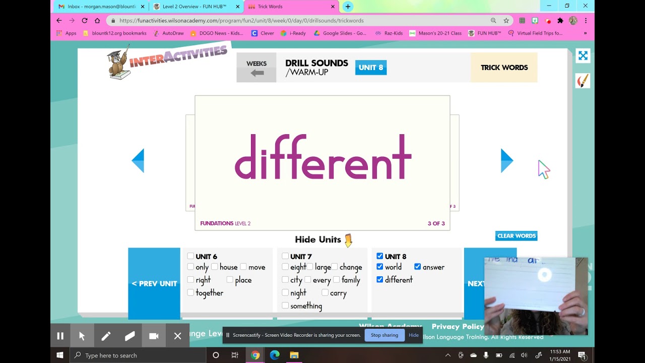 Fundations Unit 8 Week 1 Day 3