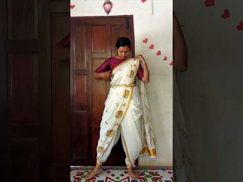 Onam Dhoti Saree Drape🌸🤩| Shorts #dhotisaree #onamsaree #trendingvideo #viralvideo #shorts #kerala