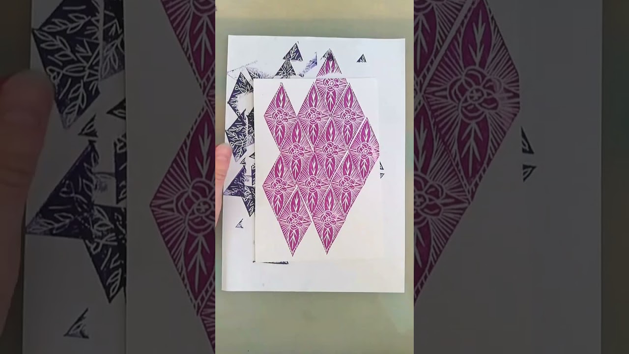 Printing a repeat pattern Linocut stamp - Diamond Block!
