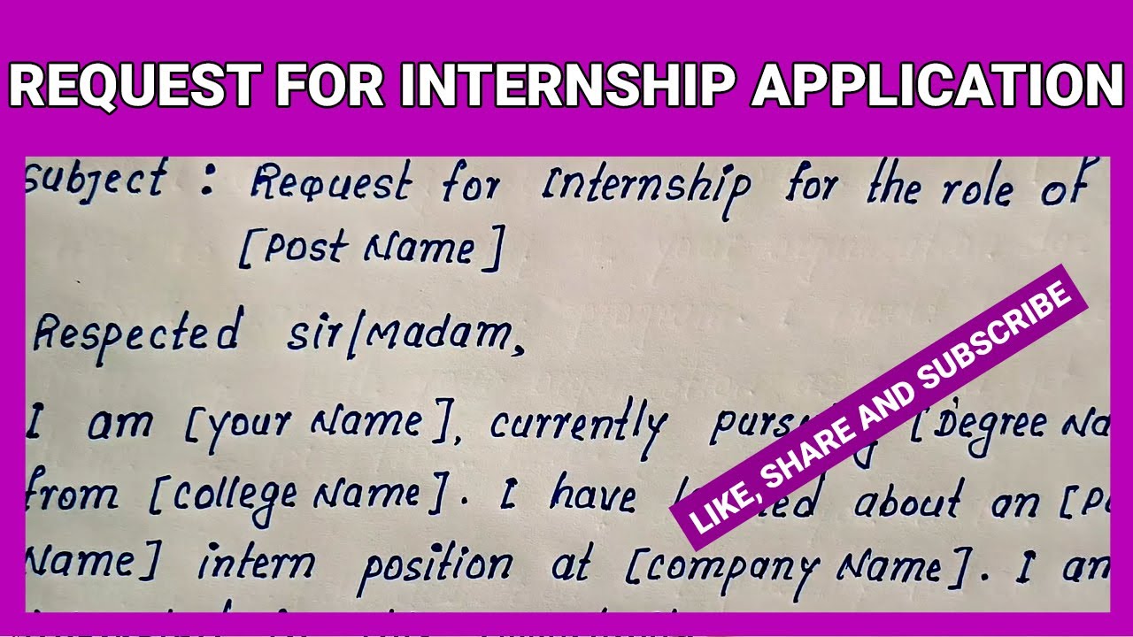 Request for Internship Application |For Any Type of Internship | English Application for Internship