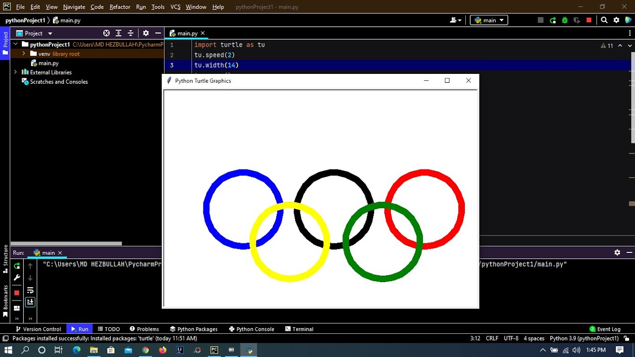 Tokyo Olympics Logo by Python Programming using Turtle Library