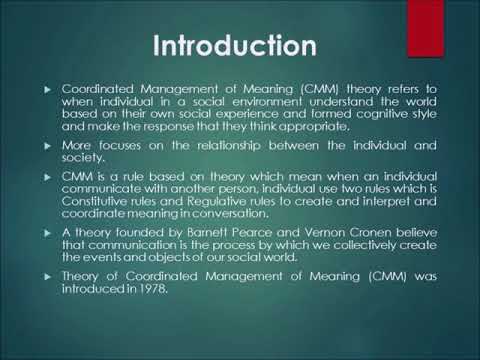 Coordinated Management of Meaning (CMM) Theory