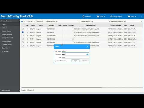 How to activate Tiandy Ip camera and set new password from search config tool