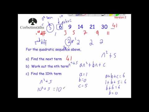 Quadratic Sequences – Version 2 | Corbettmaths