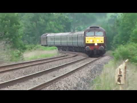 The returning CME passes Cotehill on the S+C behind Class 57, 21-6-25.