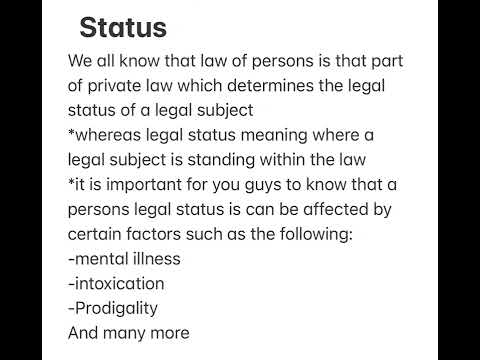 Law of persons||Status|| factors affecting status||📚⚖️Mental illness||Prodigality||Insolvency