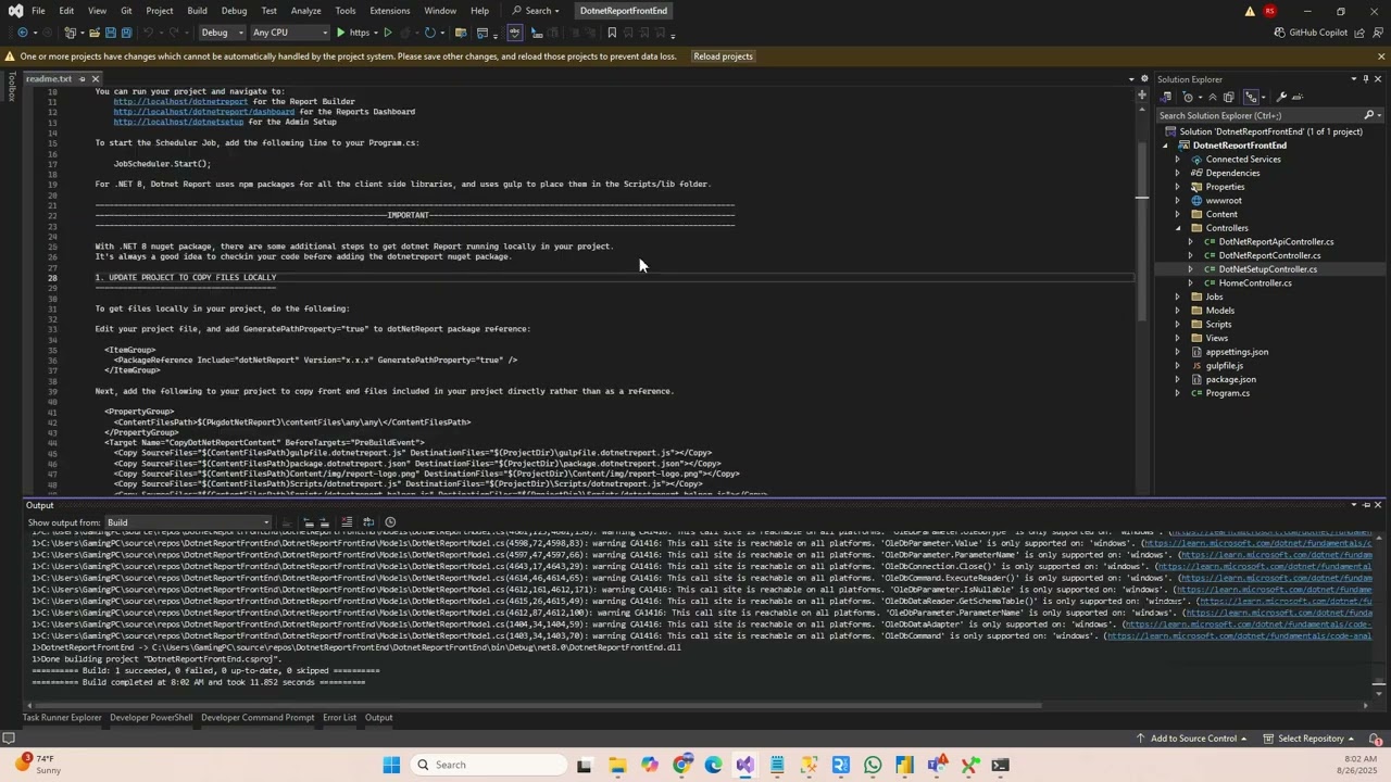 Setting Up Dotnet Report with separate Backend API and Frontend projects