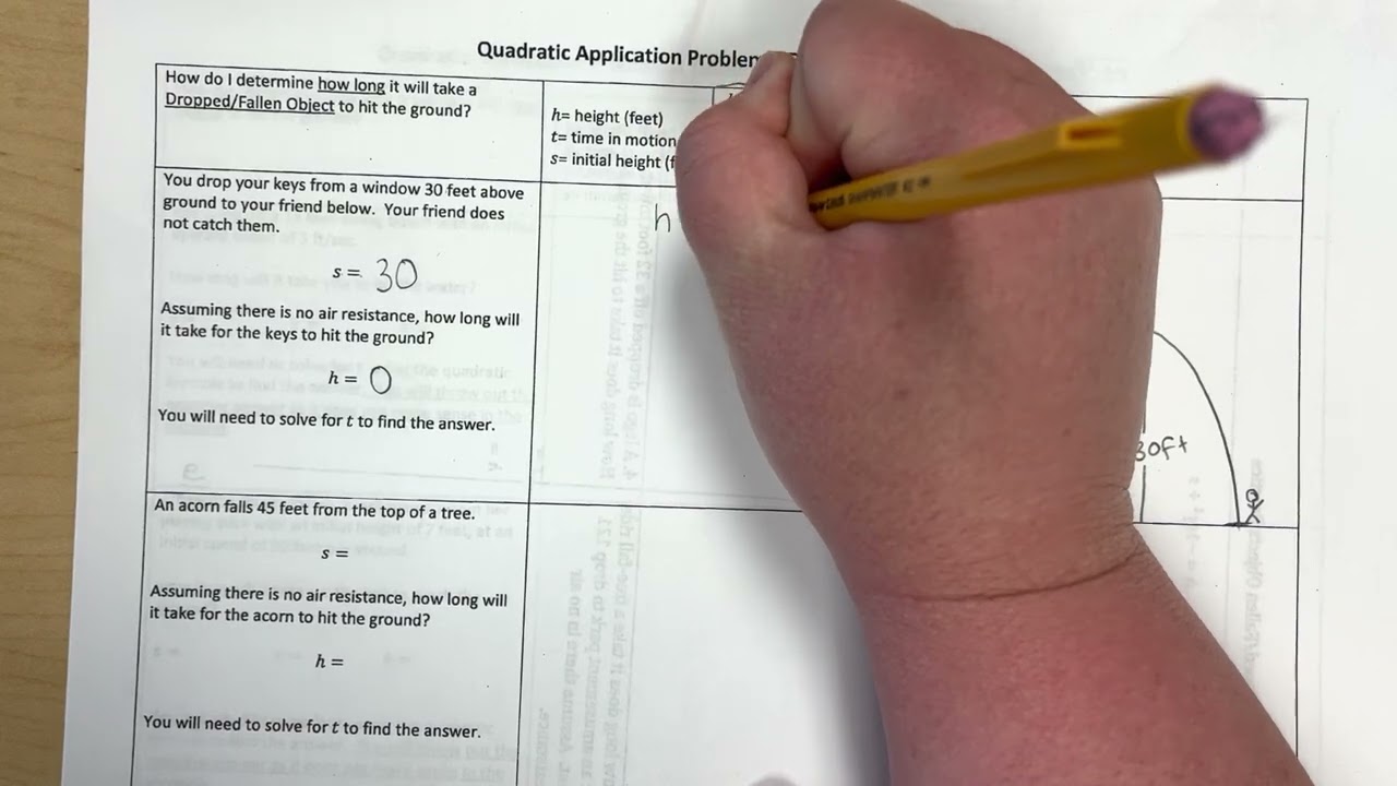 Dropped/Fallen Objects - Quadratic Applications