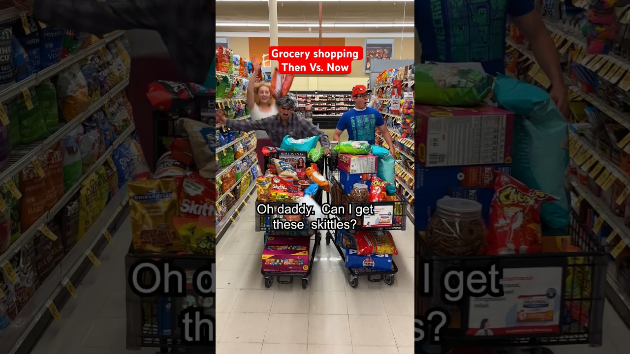 Grocery shopping Then Vs. Now… 😳😡😂 #shorts #youtubeshorts #funny #comedy #food #family