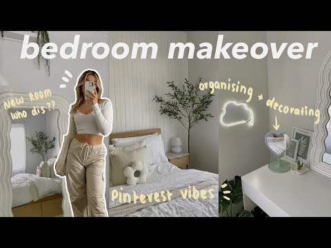 EXTREME bedroom makeover *pinterest inspired aesthetic* ( new furniture & decor!! )