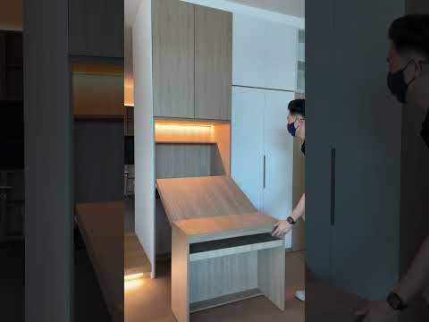 Space Saving Study Table (Extendable & Foldable) with Wardrobe