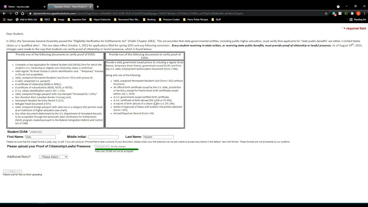 Uploading Documentation Via MyNSCC