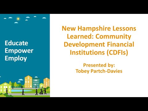 New Hampshire Lessons Learned: Community Development Financial Institutions (CDFIs)