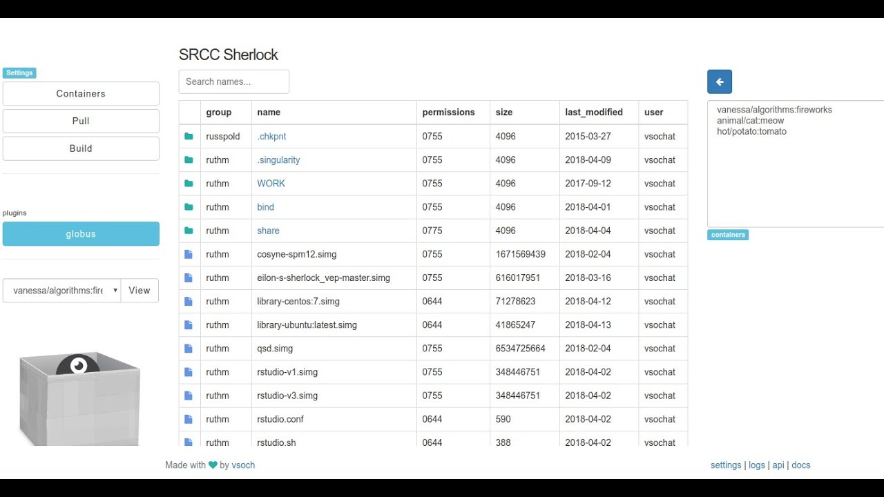 Tunel: interface for Singularity Containers / Globus