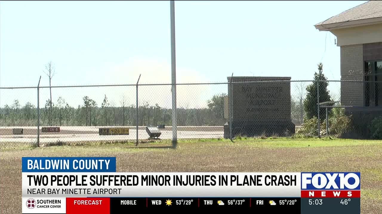 2 taken to hospital after aircraft crash in Baldwin County, police in Bay Minette say