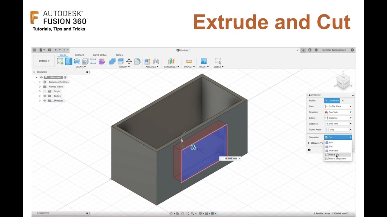 Fusion 360 - Cutting a hole