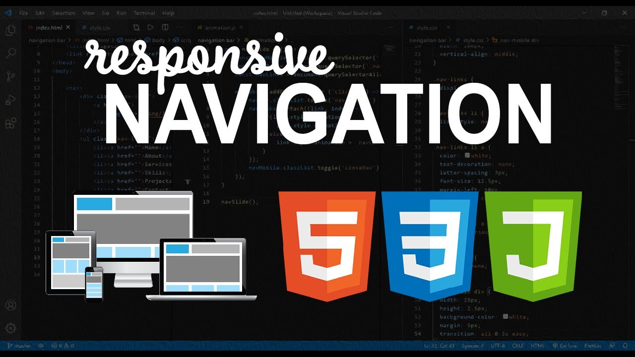 Responsive Navigation Bar - Tutorial, 2021 - HTML, CSS, JavaScript