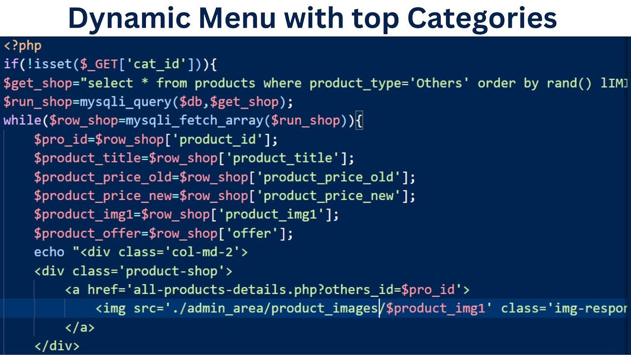 106. Dynamic Menu with top categories using PHP and MYSQL