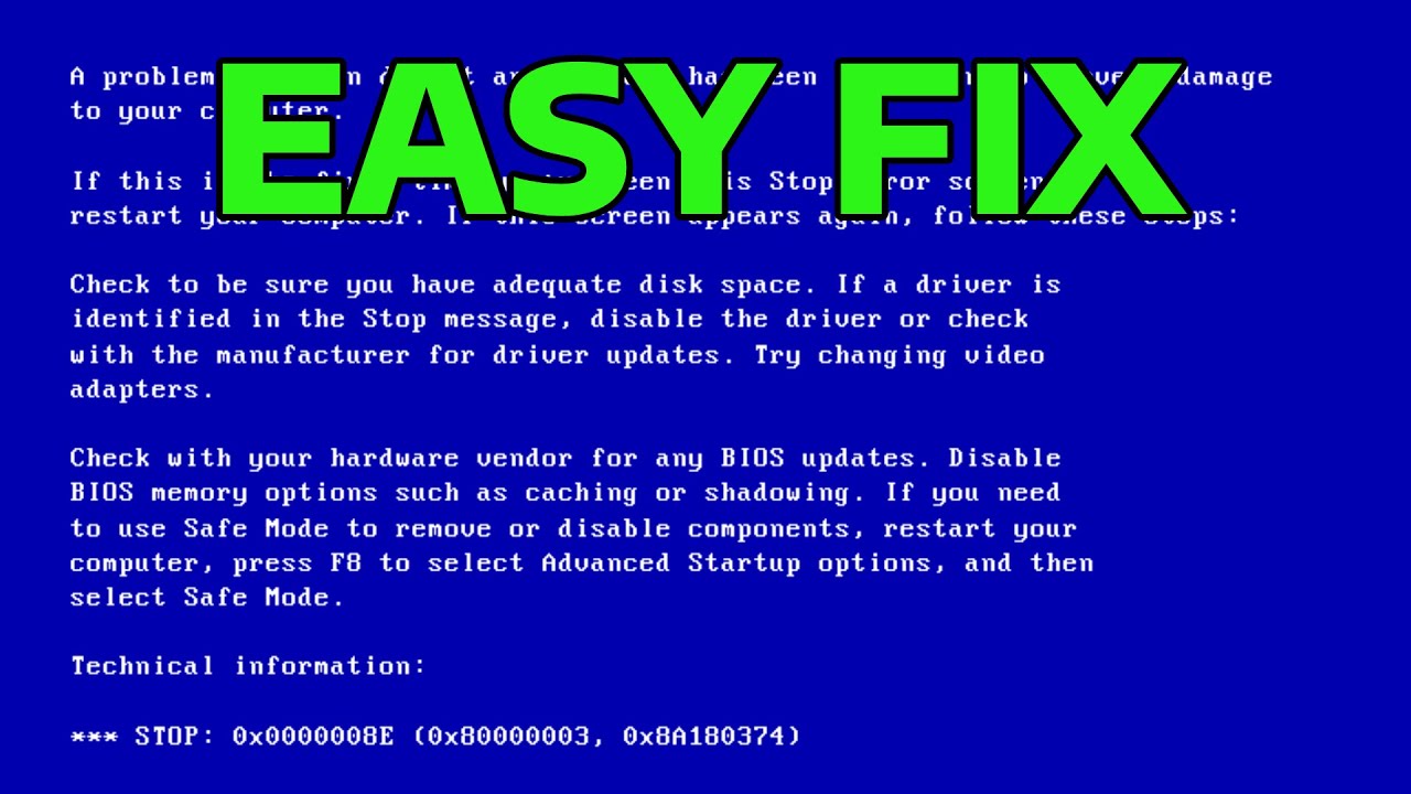 How To Fix Blue Screen Stop Code Error 0x0000008E in Windows