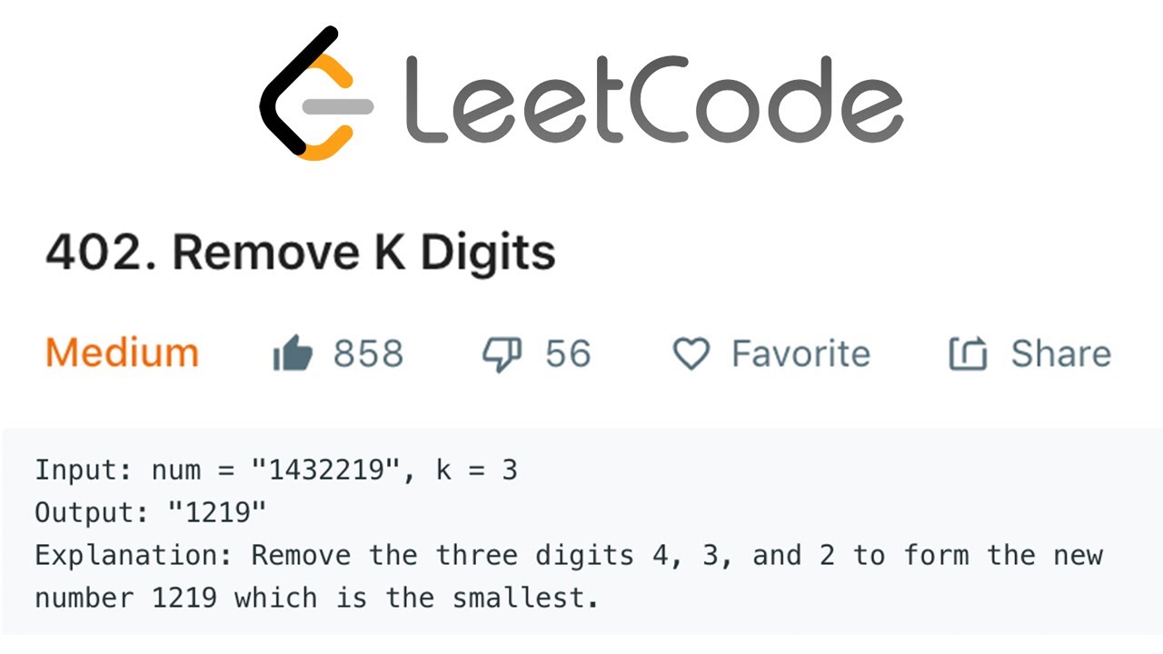 LeetCode Remove K Digits Solution Explained - Java