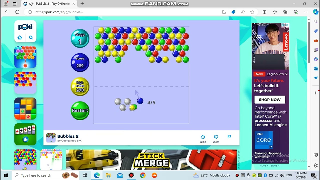 Playing Bubbles 2 on Poki(7/6/2024)