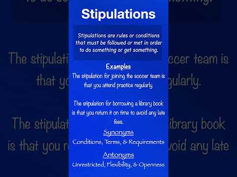 Word Of The Day | Stipulations
