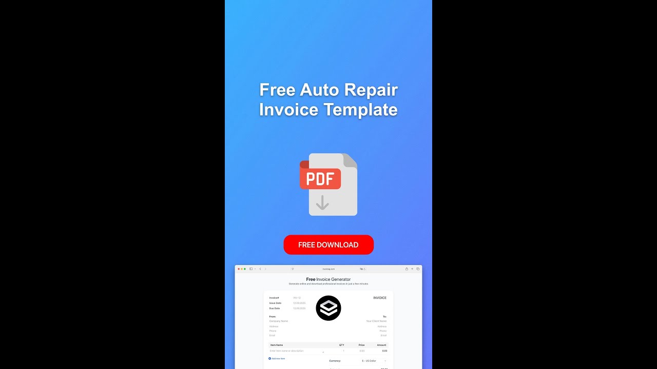 Auto Repair Invoice Template #invoicegenerator #invoicetemplate