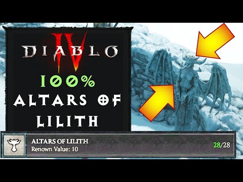 ALTARS OF LILITH ALL LOCATIONS 100% GUIDE - FACTURED PEAKS DIABLO 4 MAP AND STEP BY STEP TUTORIAL