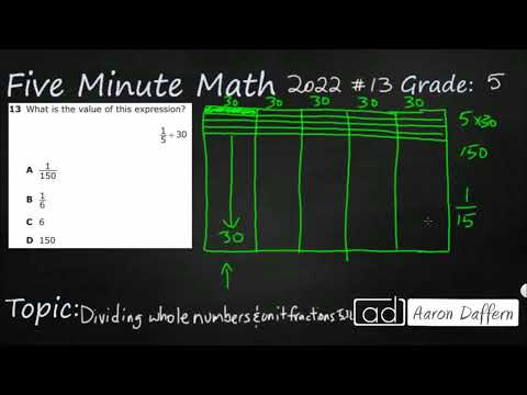 5th Grade STAAR Practice Dividing Whole Numbers and Unit Fractions (5.3L - #11)