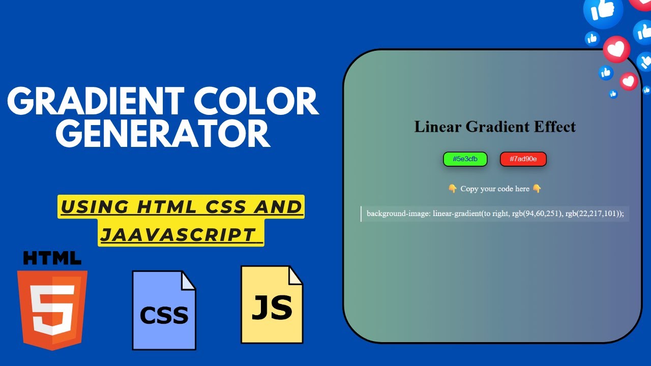JavaScript Project: Random Color Generator using HTML , CSS  and JS | JavaScript Tutorial